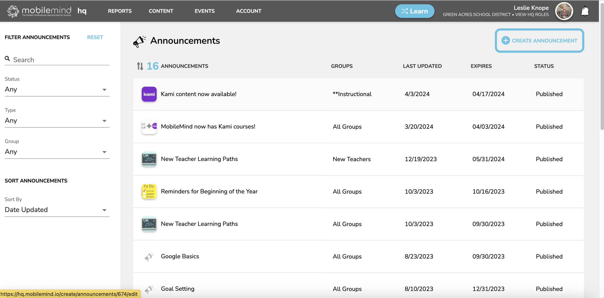 How do you create an announcement?
